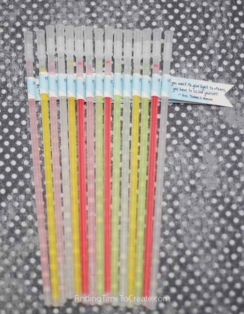 Girls Camp Pillow Treats - Glow Sticks with Quote - Finding Time To Create