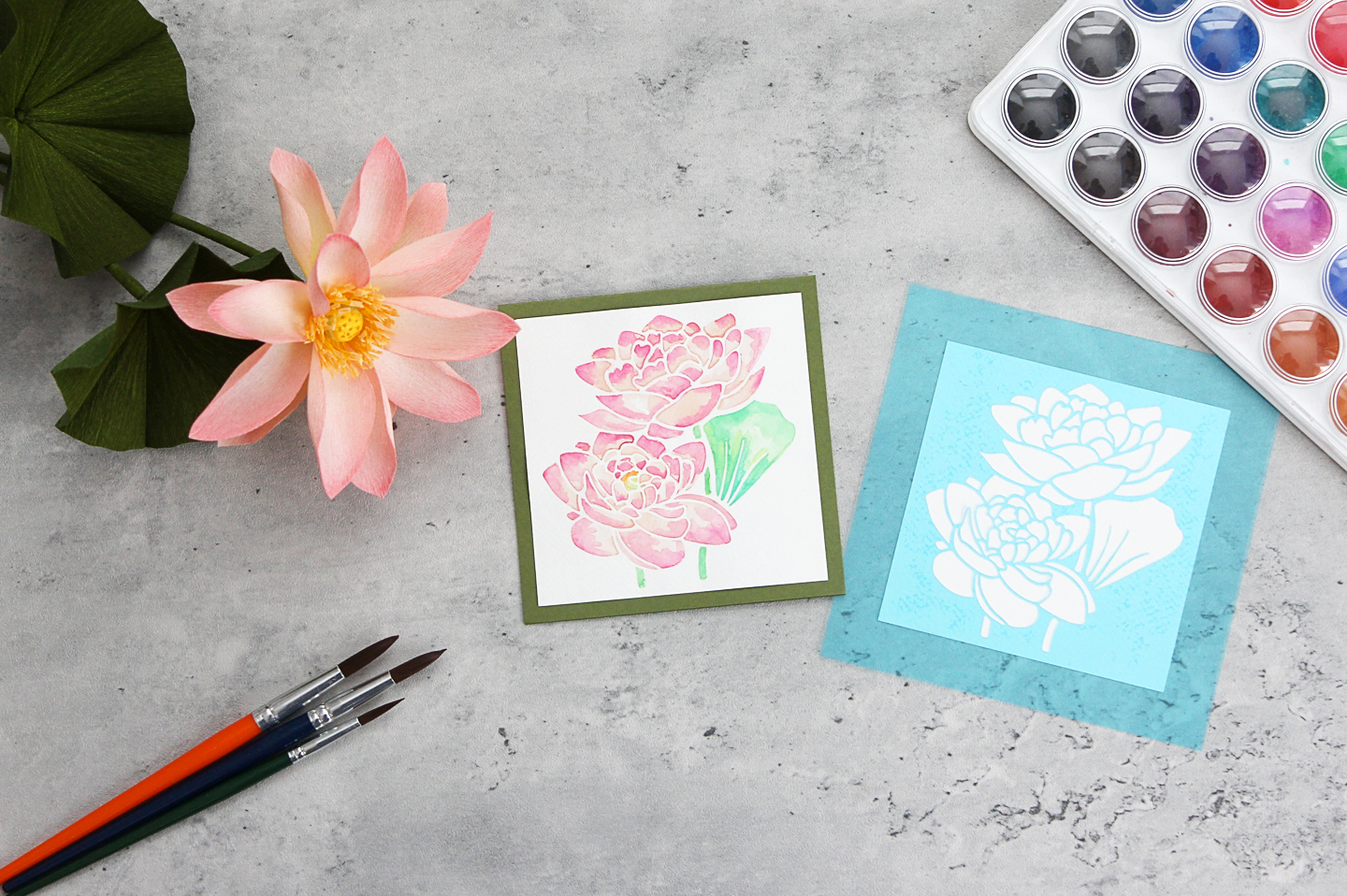 Free Class: Stenciled Lotus Card - Finding Time To Create