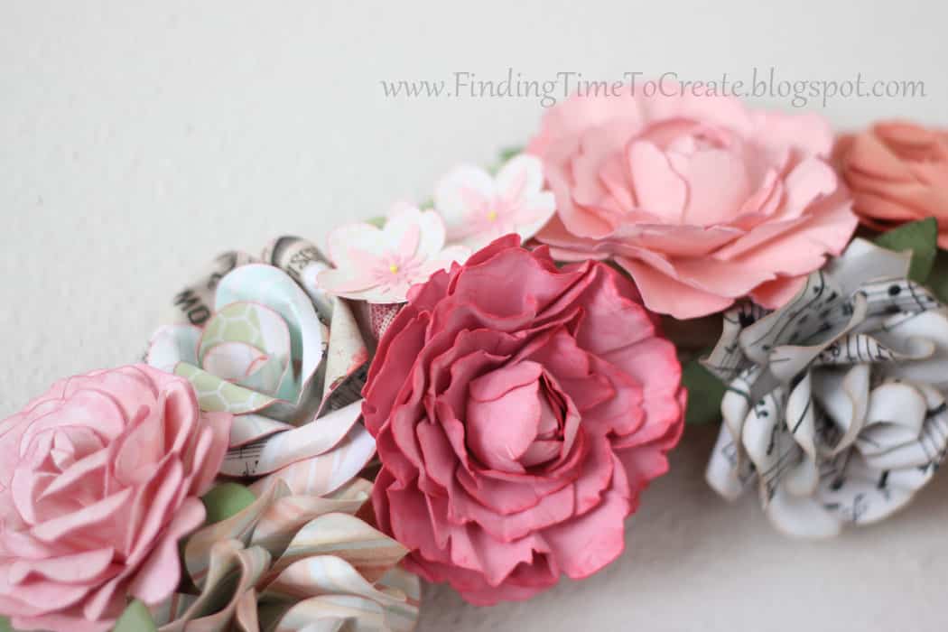 Floral Wreath with Paper Flowers - Finding Time To Create